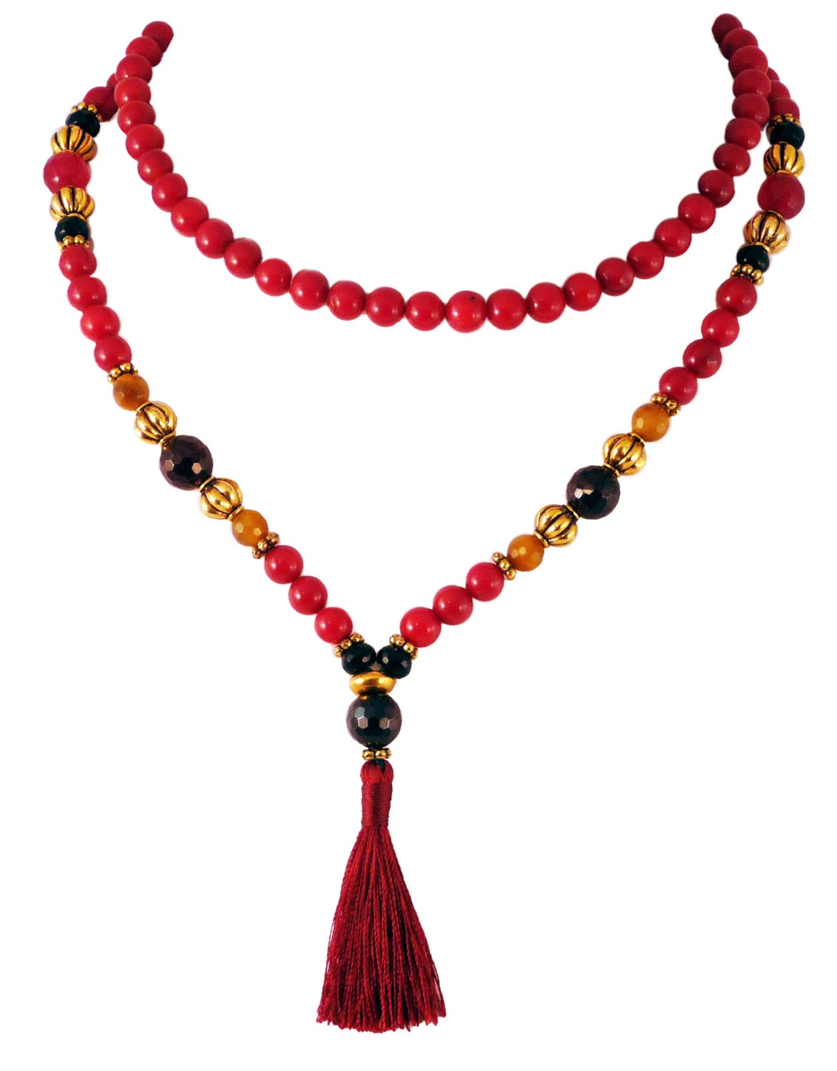 Lakshmi Mala 108 Prayer Beads With Red Coral African Ruby - Etsy