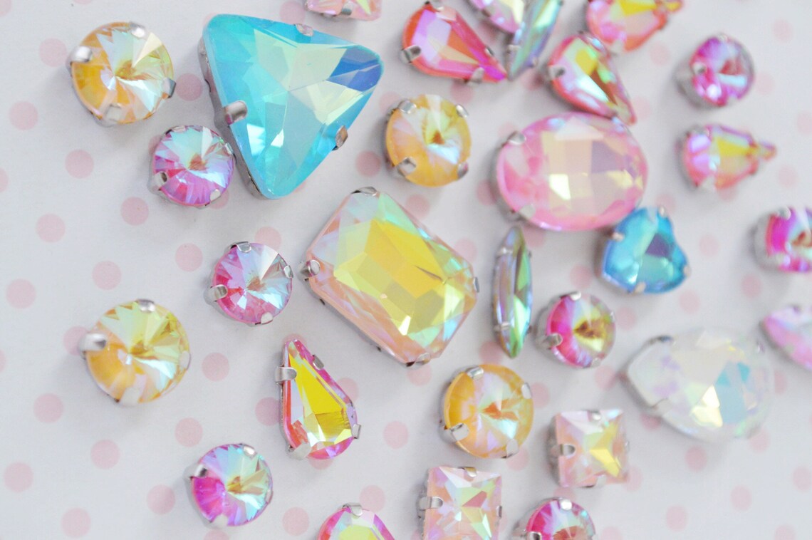 Mix Shape and Color Opalescent Emerald Heart Teardrop Diamond - Etsy