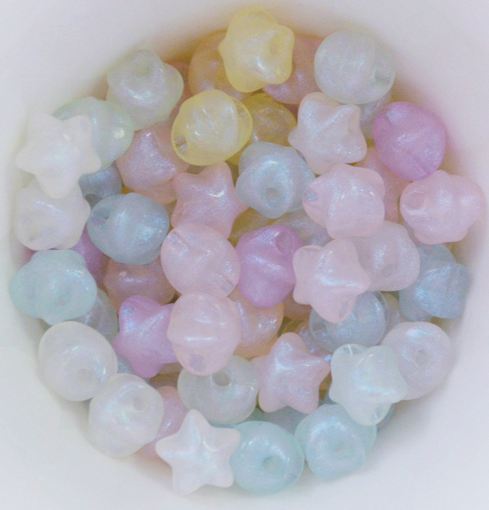 11mm Pearlescent Pastel Rainbow 3D Star Beads Shimmer Glitter Kawaii ...
