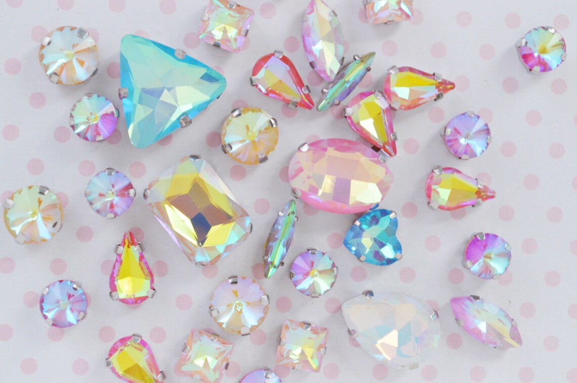 Mix Shape and Color Opalescent Emerald Heart Teardrop Diamond - Etsy