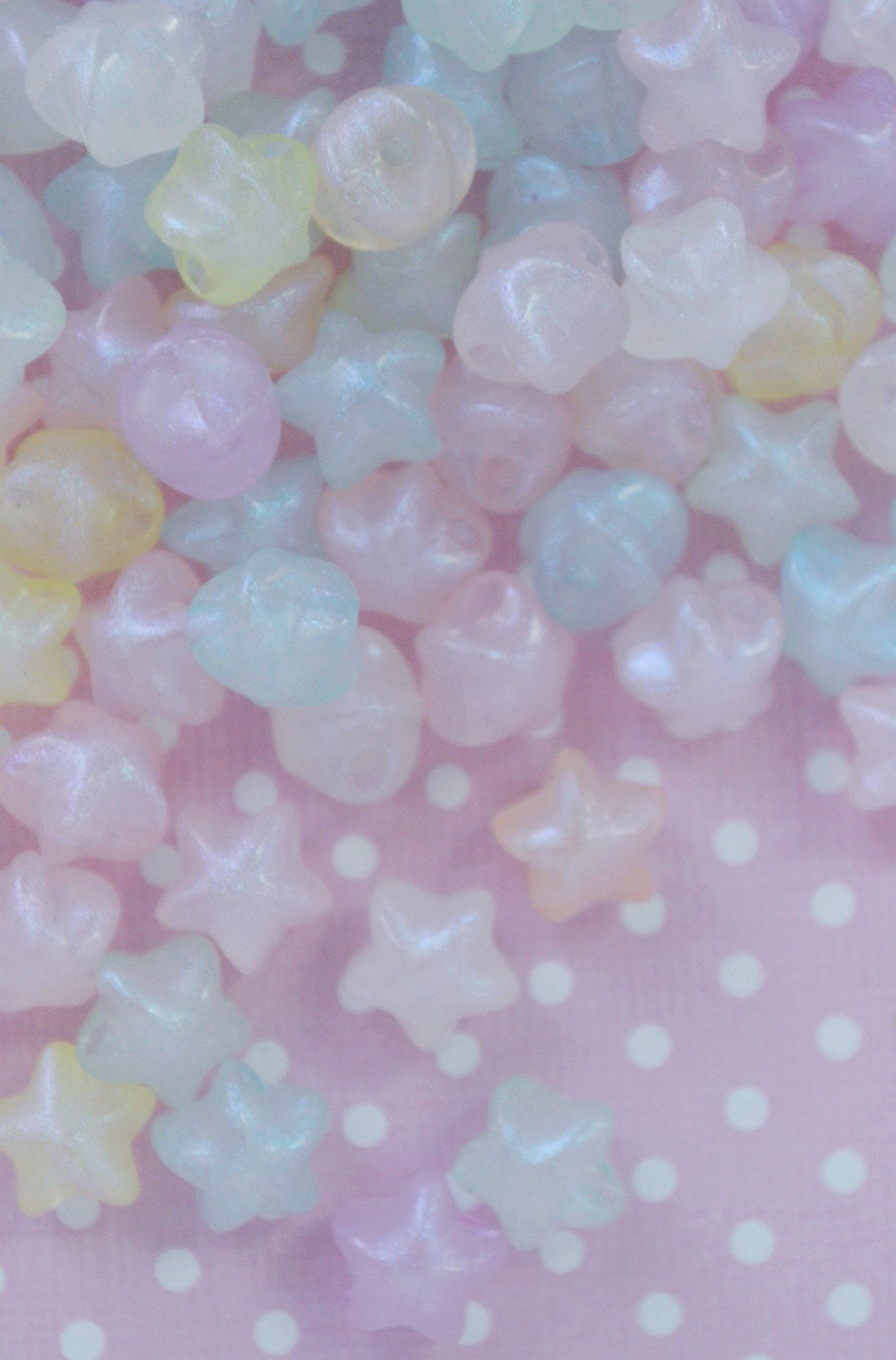 11mm Pearlescent Pastel Rainbow 3D Star Beads Shimmer Glitter Kawaii ...