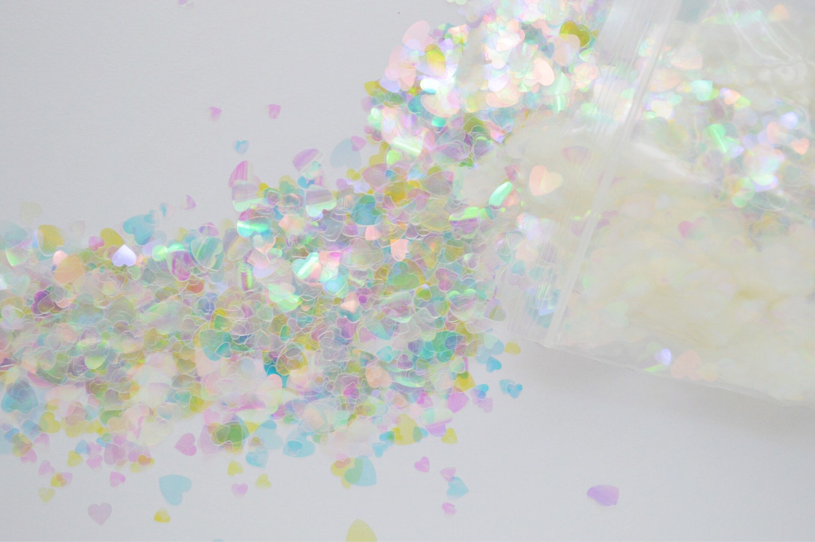 3mm 6mm Mixed Size Clear Iridescent Heart Glitter Resin Nail | Etsy