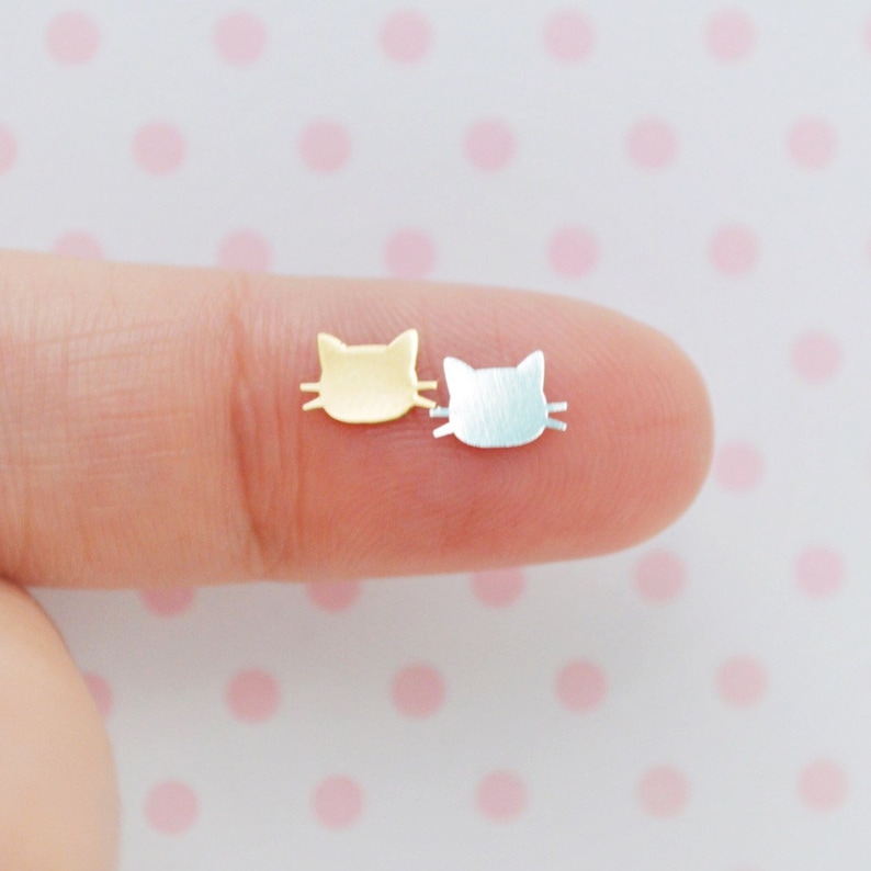 7mm Tiny Kawaii Metallic Gold or Silver Neko Cat Metal Glitter Resin ...
