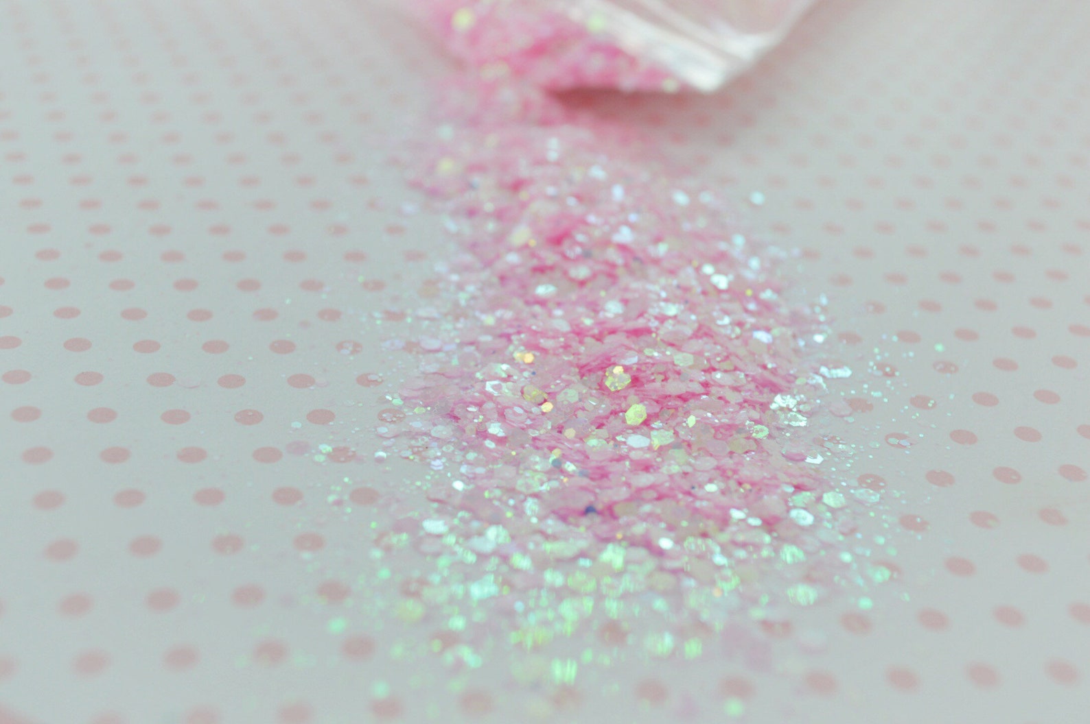 Iridescent UV Reactive Pink to Purple Mixed Size Kawaii Glitter Nail ...