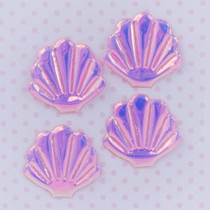 42mm Iridescent Pink Pastel Rainbow Seashell Mermaid Kawaii Appliqué ...