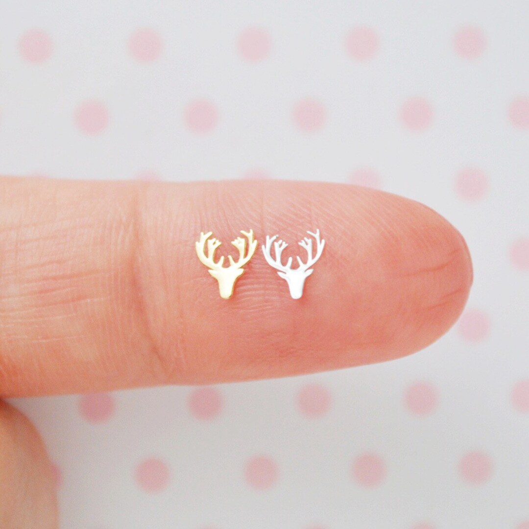 5mm Tiny Metallic Gold or Silver Deer Reindeer Stag Head Metal Glitter ...