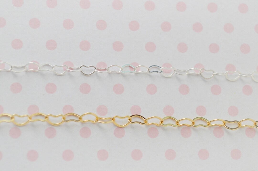 5mm Kawaii Gold or Silver Heart Link Chain Jewelry Findings Decoden ...