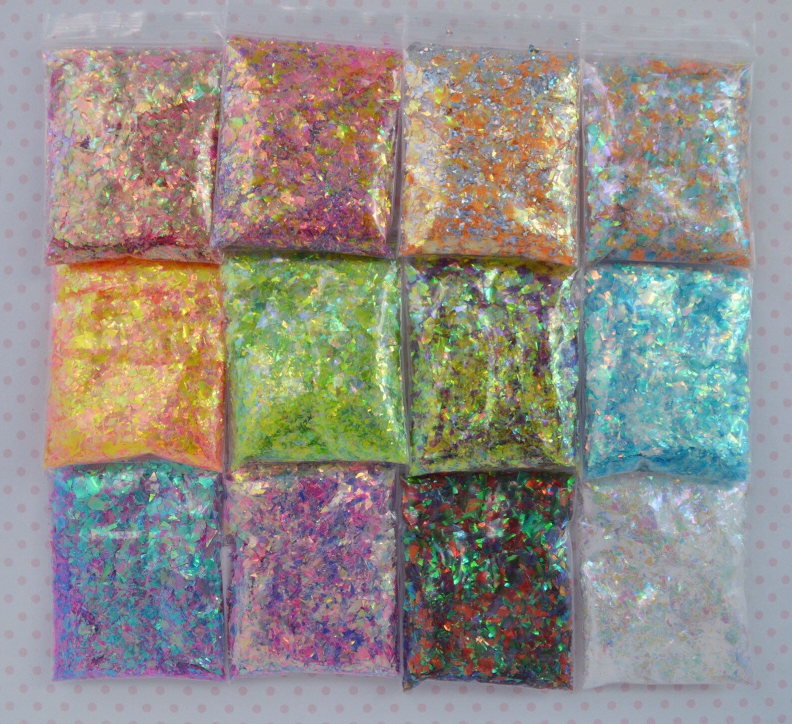 Flake 12 Color Rainbow Assorted Iridescent Flake Shard Glitter - Etsy ...