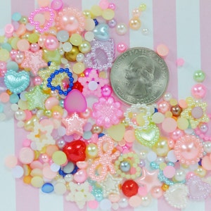 2mm-10mm Mixed Pack Pastel Pearl Flatback Resin Decoden Cabochon - 200 ...