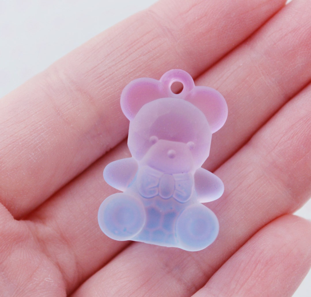 30mm Transparent Pastel Pink and Blue Ombre Teddy Bear Toy Kawaii ...