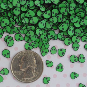 7mm Green and Black Alien Head Kawaii Sprinkles Polymer Clay Resin ...