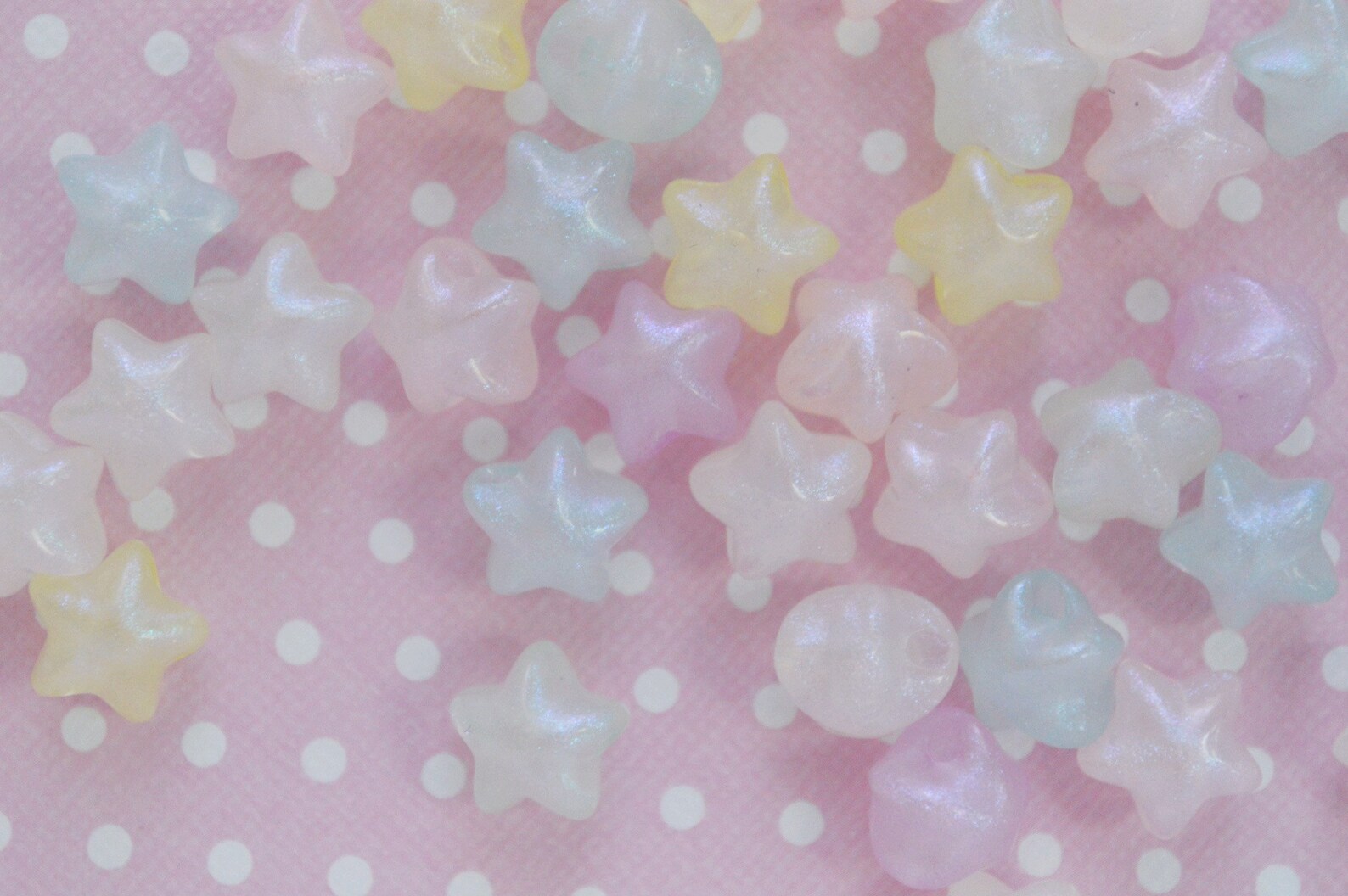 11mm Pearlescent Pastel Rainbow 3D Star Beads Shimmer Glitter Kawaii ...
