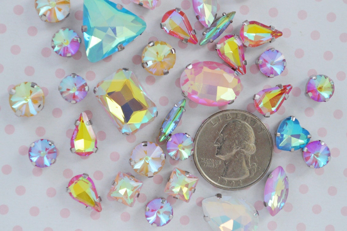 Mix Shape and Color Opalescent Emerald Heart Teardrop Diamond - Etsy