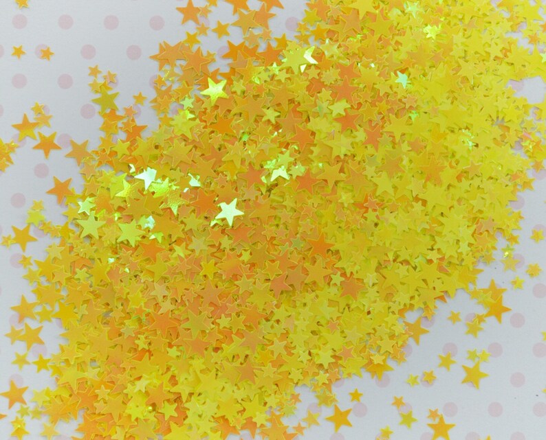 Kawaii Pastel Iridescent Yellow Mixed Size Star Glitter Resin | Etsy