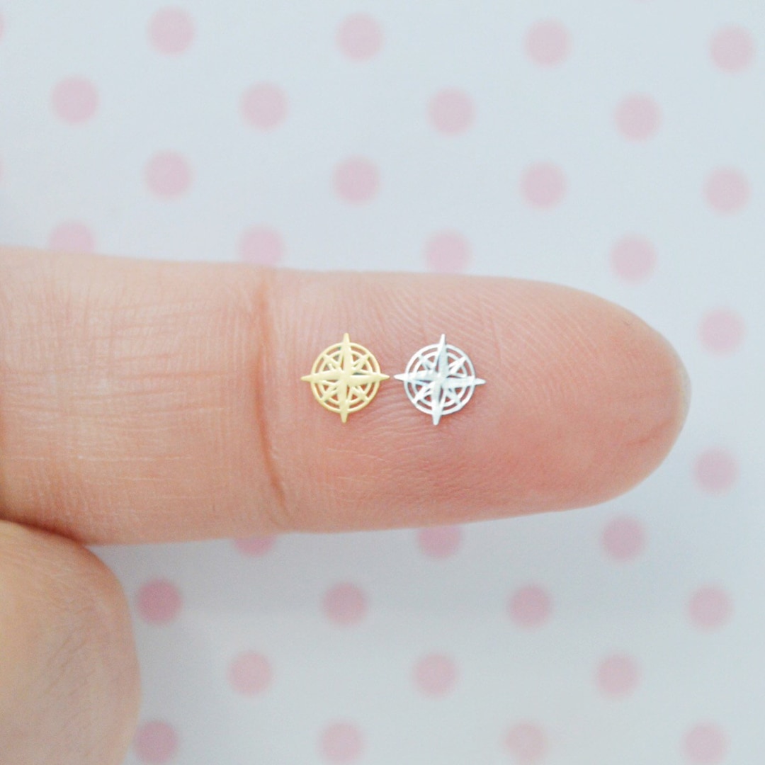 5mm Tiny Kawaii Gold or Silver Compass Rose Metal Glitter Resin ...