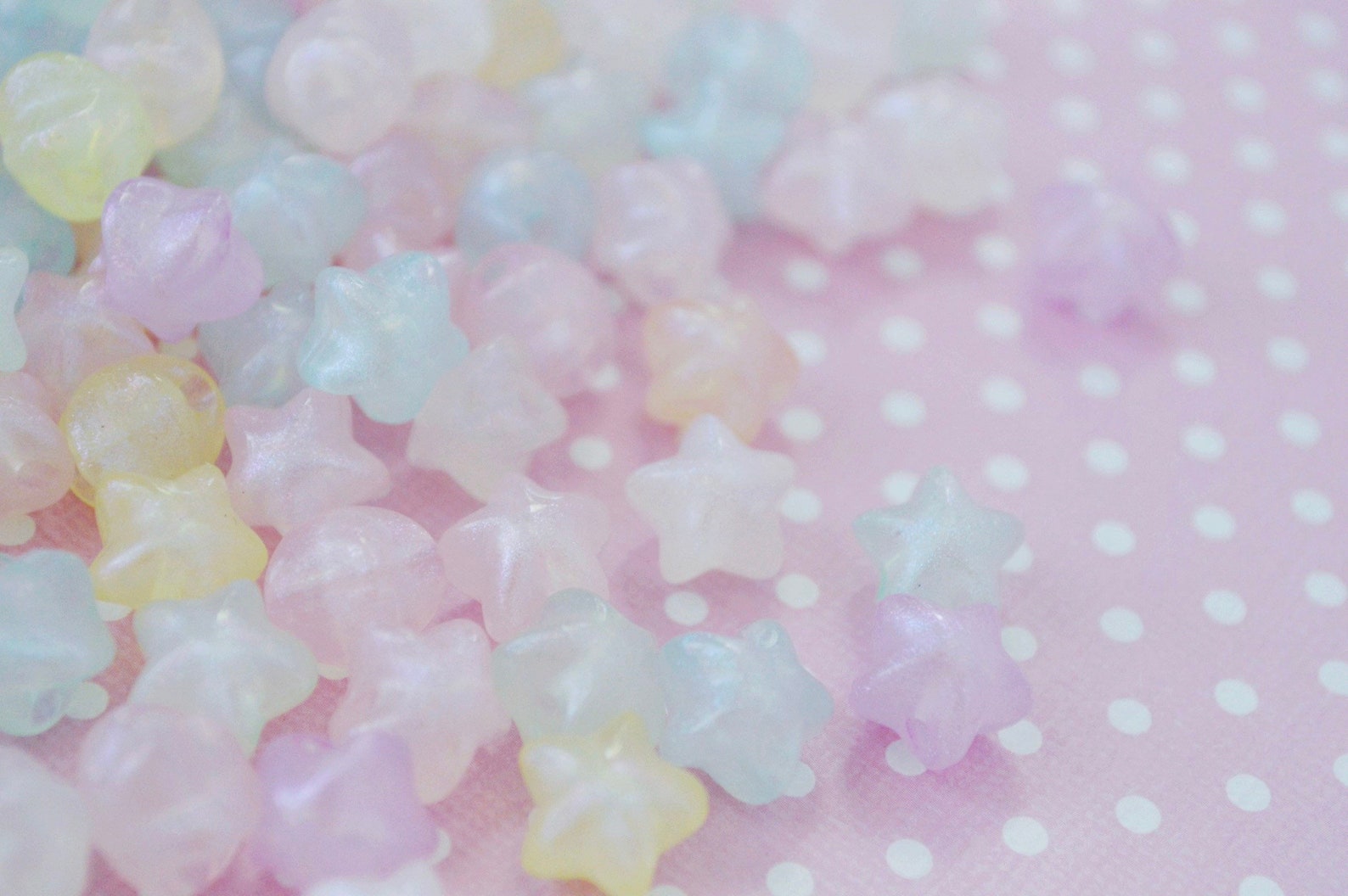 11mm Pearlescent Pastel Rainbow 3D Star Beads Shimmer Glitter Kawaii ...