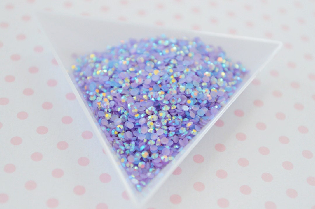 2mm Purple Ab Iridescent Rhinestone Flatback Resin Decoden Cabochon - 5 ...