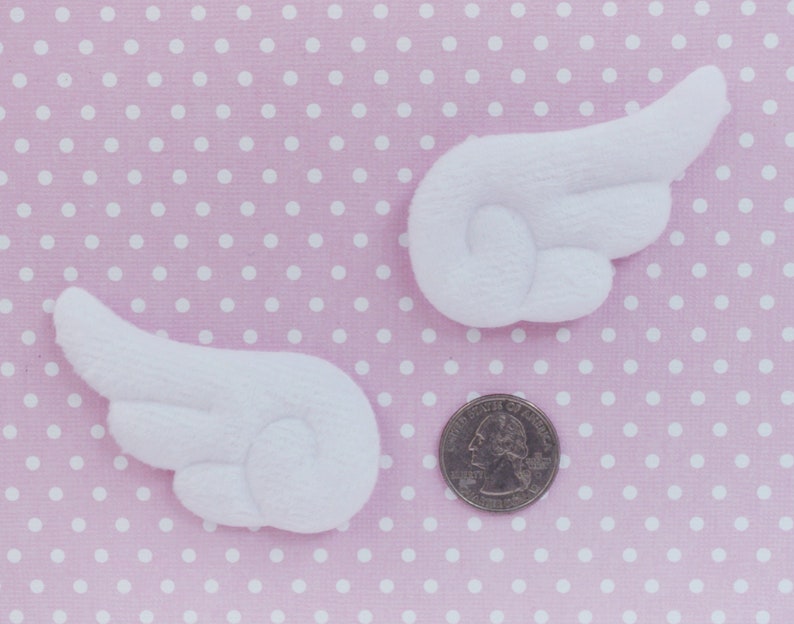 67mm BIG Plush White Wing Angel Fairy Bird Wings Kawaii Appliqué - Set ...