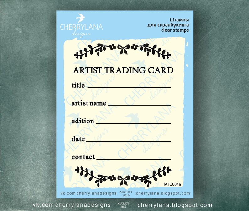 ATC ACEO Stamp Artist Trading Card Back Wreath Rubber Clear | Etsy