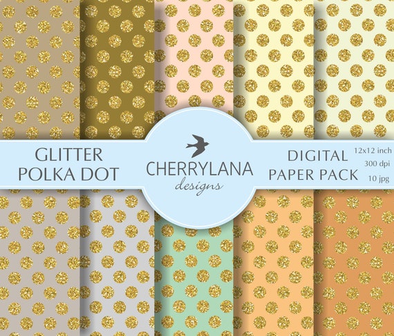 Glitter Polka Dot Printable Digital Paper 12x12 Wedding | Etsy