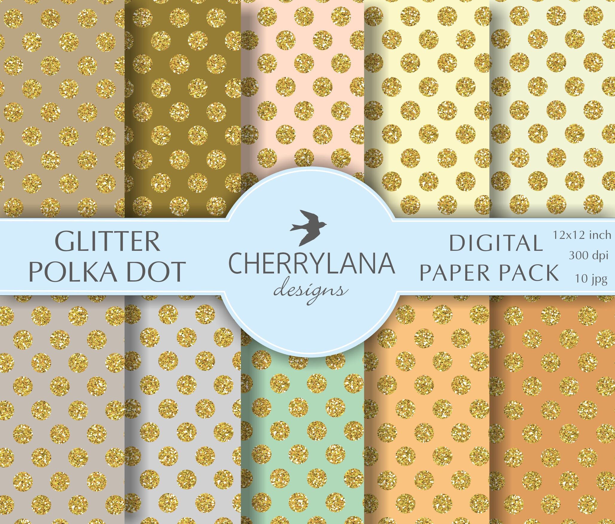 Glitter Polka Dot Printable Digital Paper 12x12 Wedding | Etsy