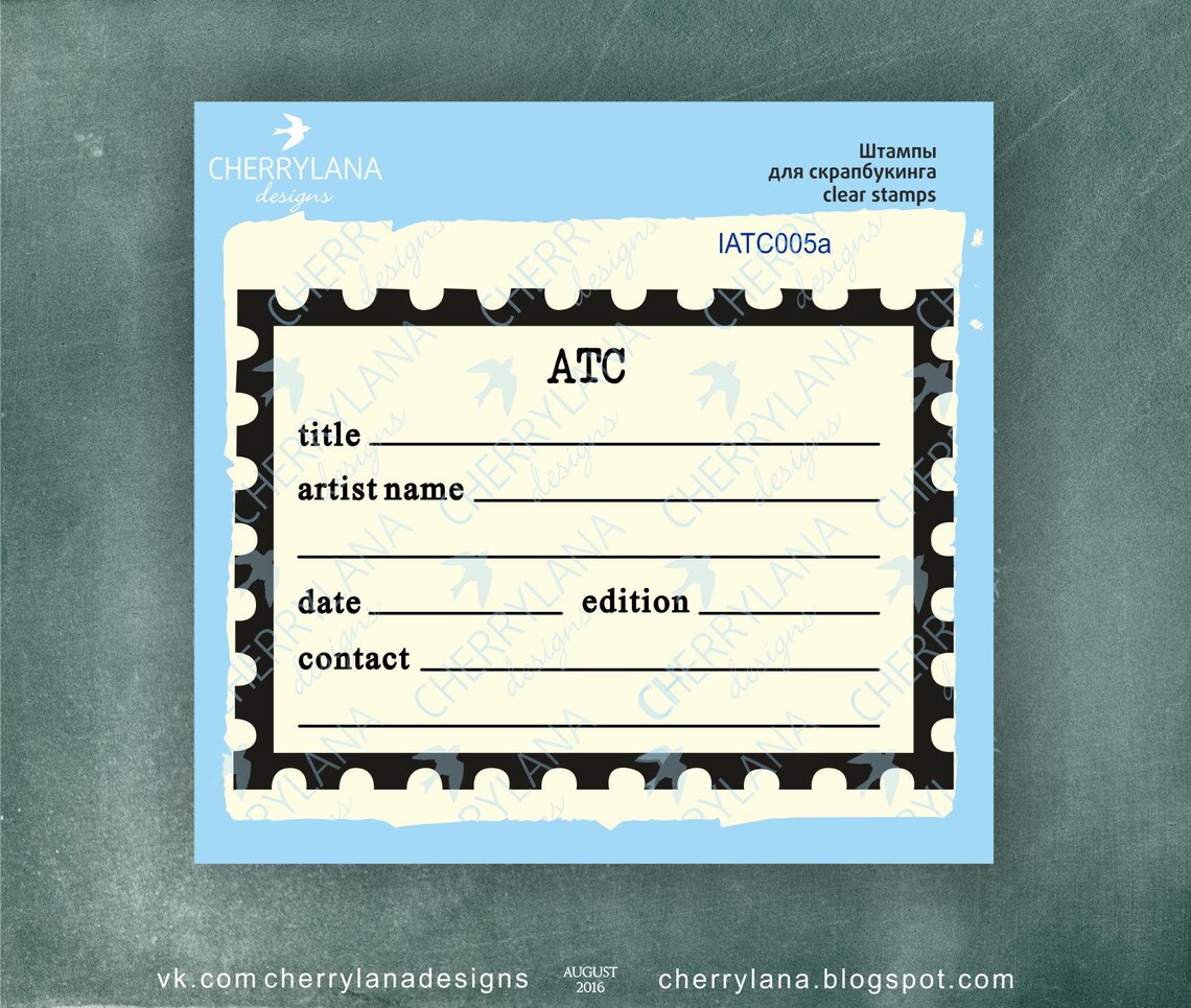 ATC ACEO Stamp Horizontal Artist Trading Card Back Rubber | Etsy