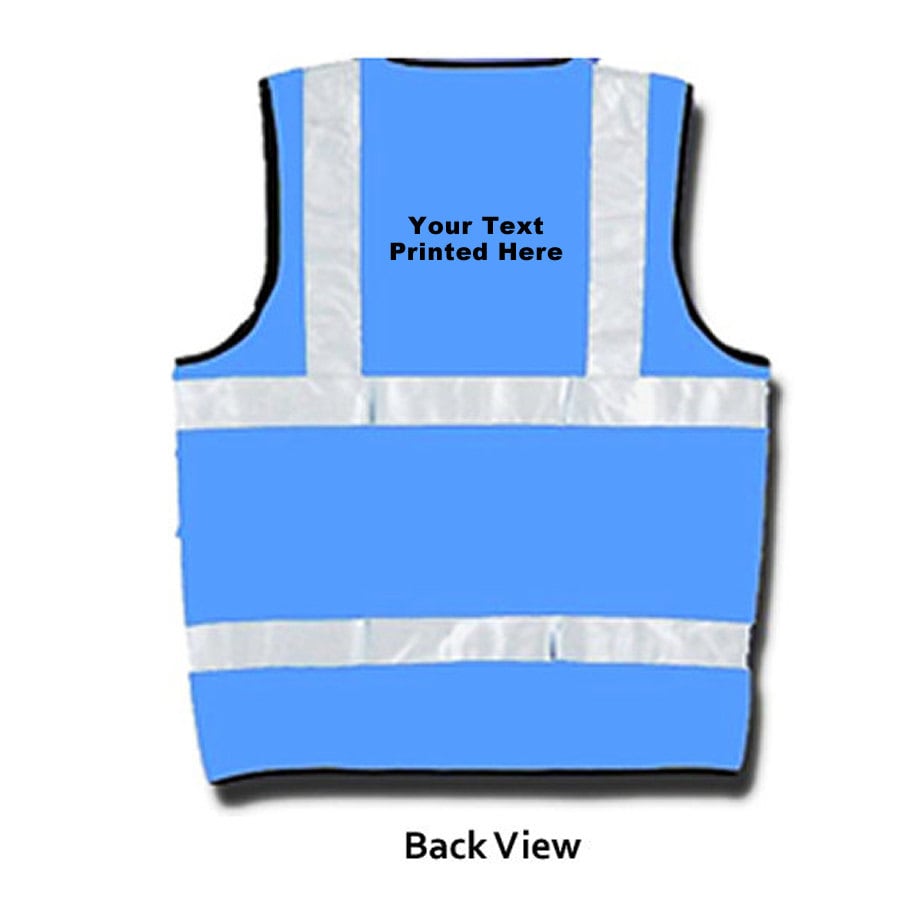 Printed Sky Blue Safety Vest Hi Vis Adult Viz High Visibility ...