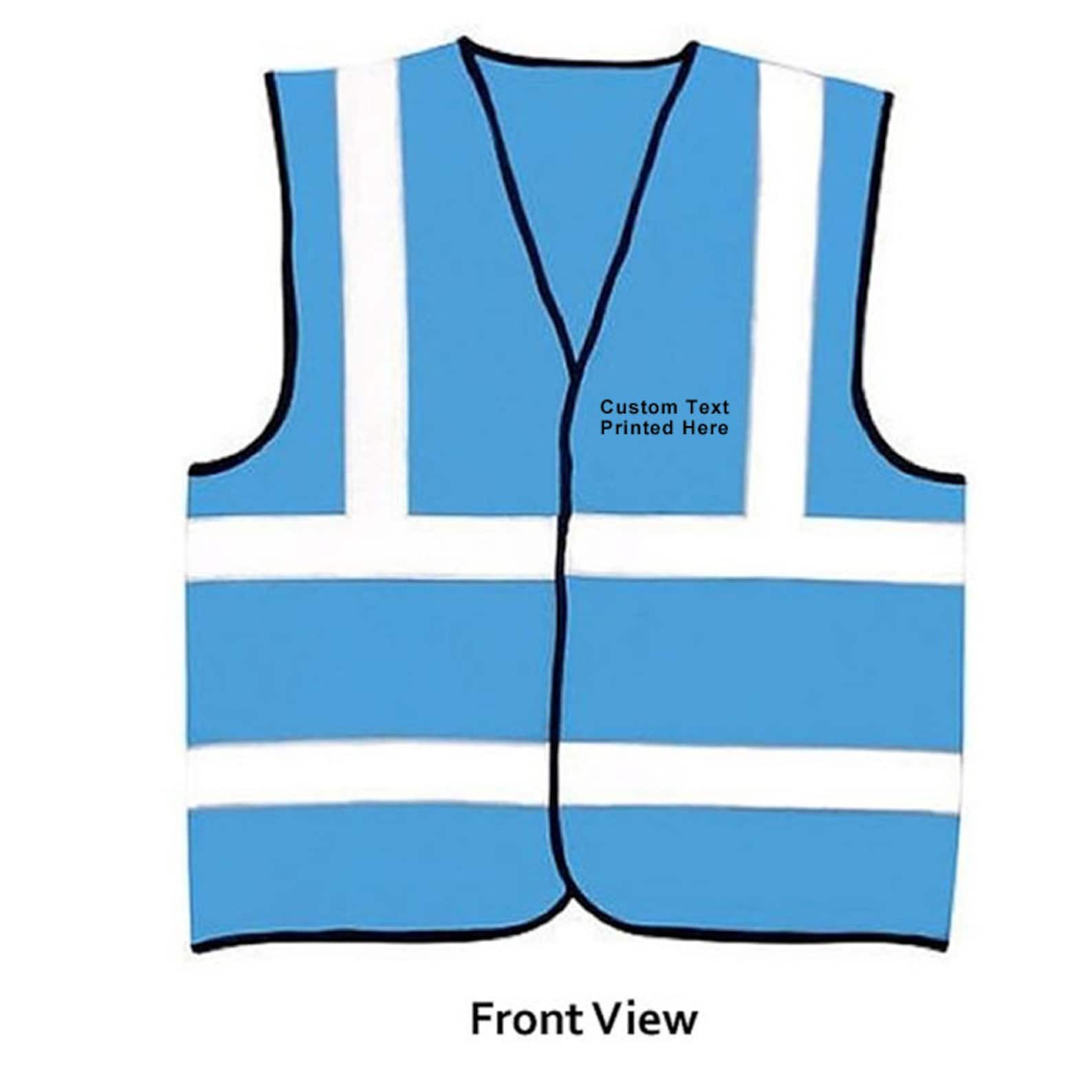 Printed Sky Blue Safety Vest Hi Vis Adult Viz High Visibility ...