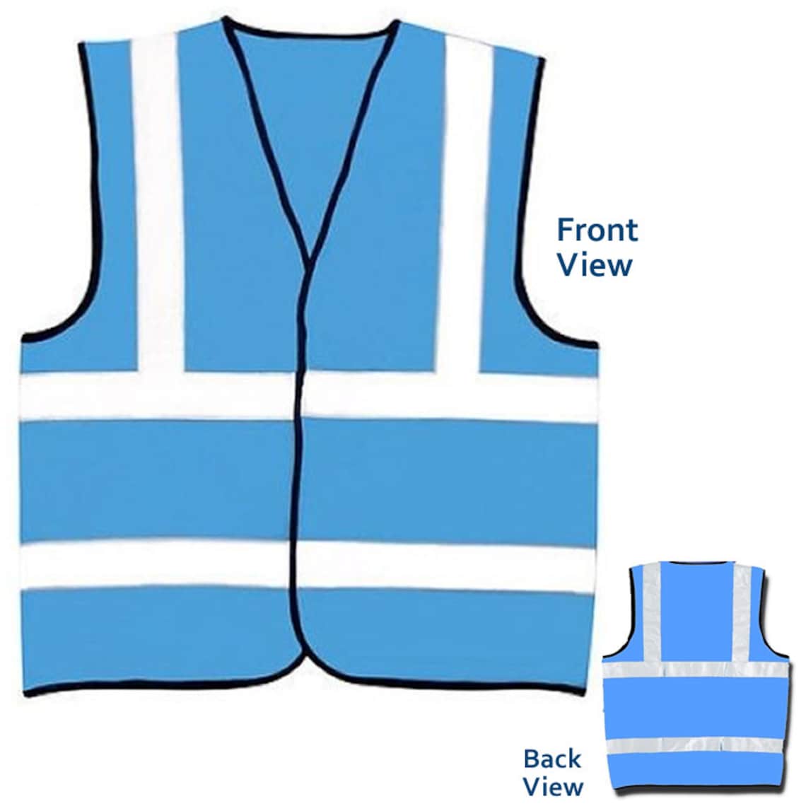 Sky Blue Safety Vest Hi Vis Adult Viz High Visibility Reflective ...