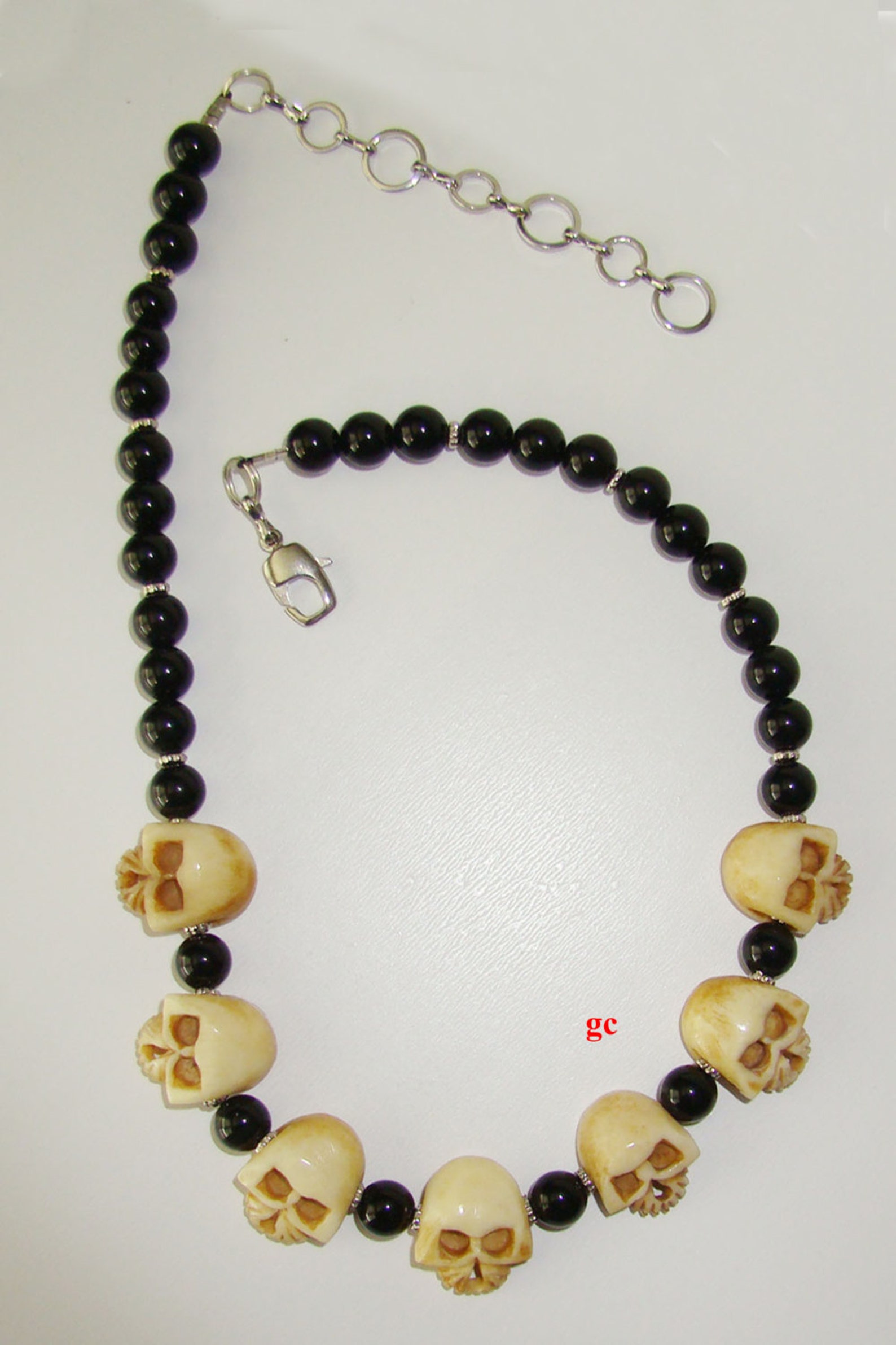 Lovely Fish Bone Face With Black Onyx Necklace - Etsy