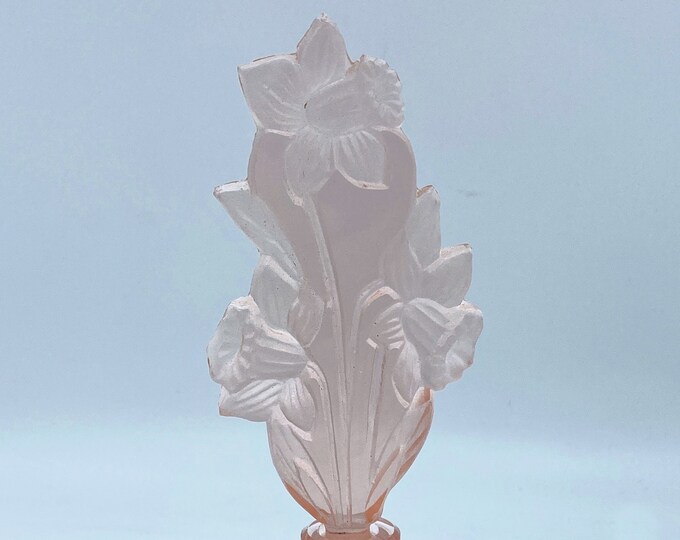 Vintage Pink Czech Glass Perfume Oversized Stopper of Daffodils ...