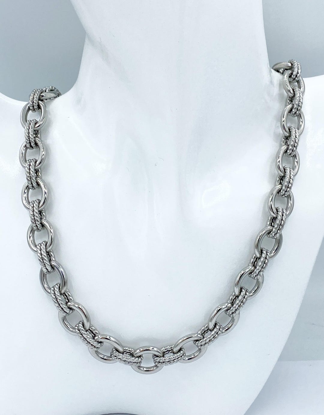 Milor Stainless Steel Chunky Chain Link Necklace 23" - Etsy