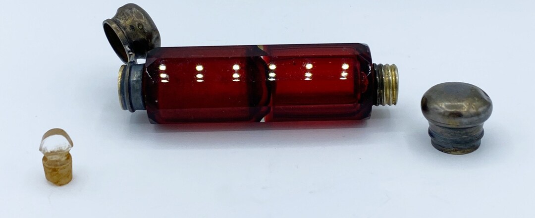 Antique Victorian Red Cut Glass Double-sided Perfume & Smelling Salts ...