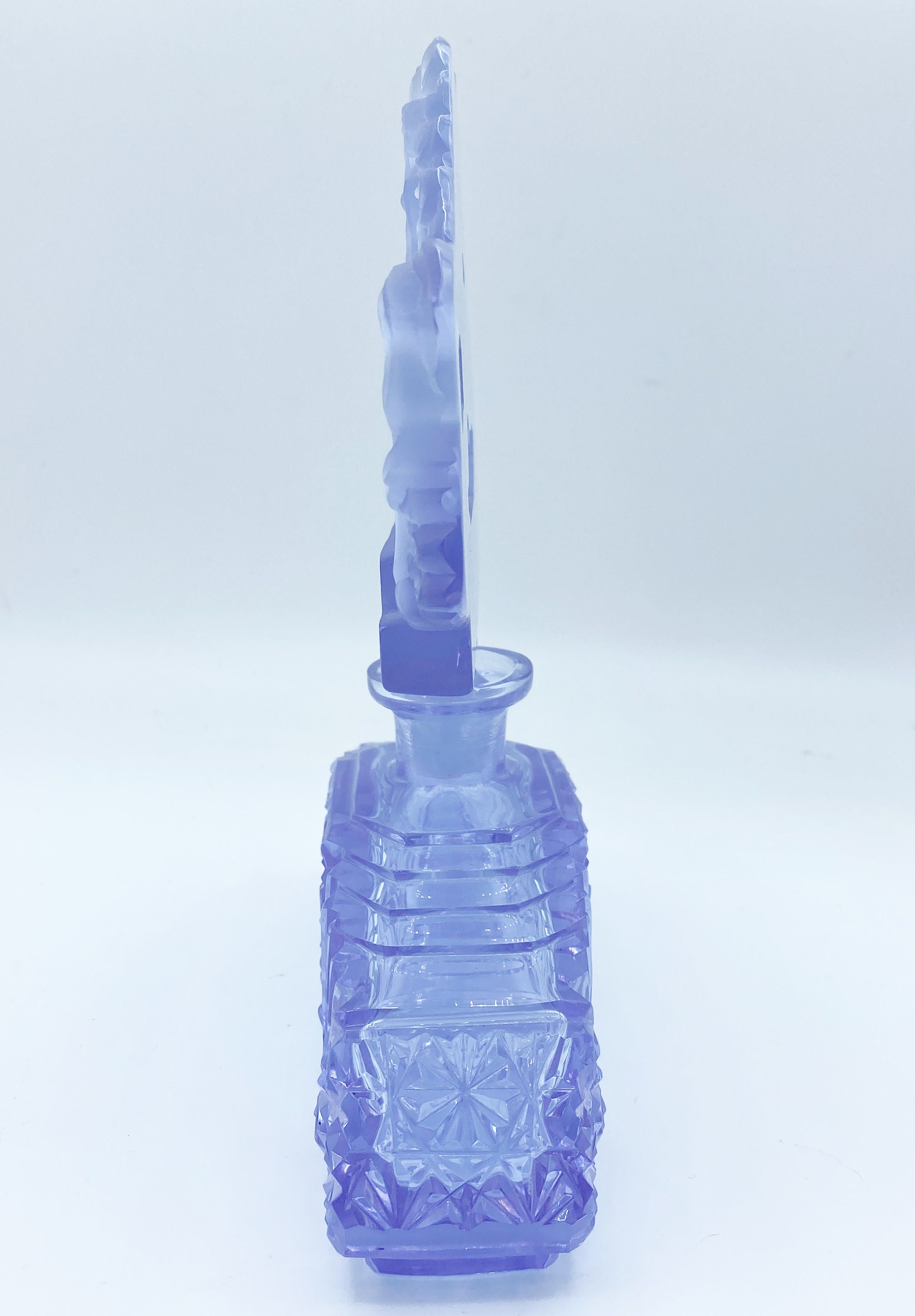 Vintage Pale Purple Czech Glass Perfume Bottle W Nude Riding Two Horses ...