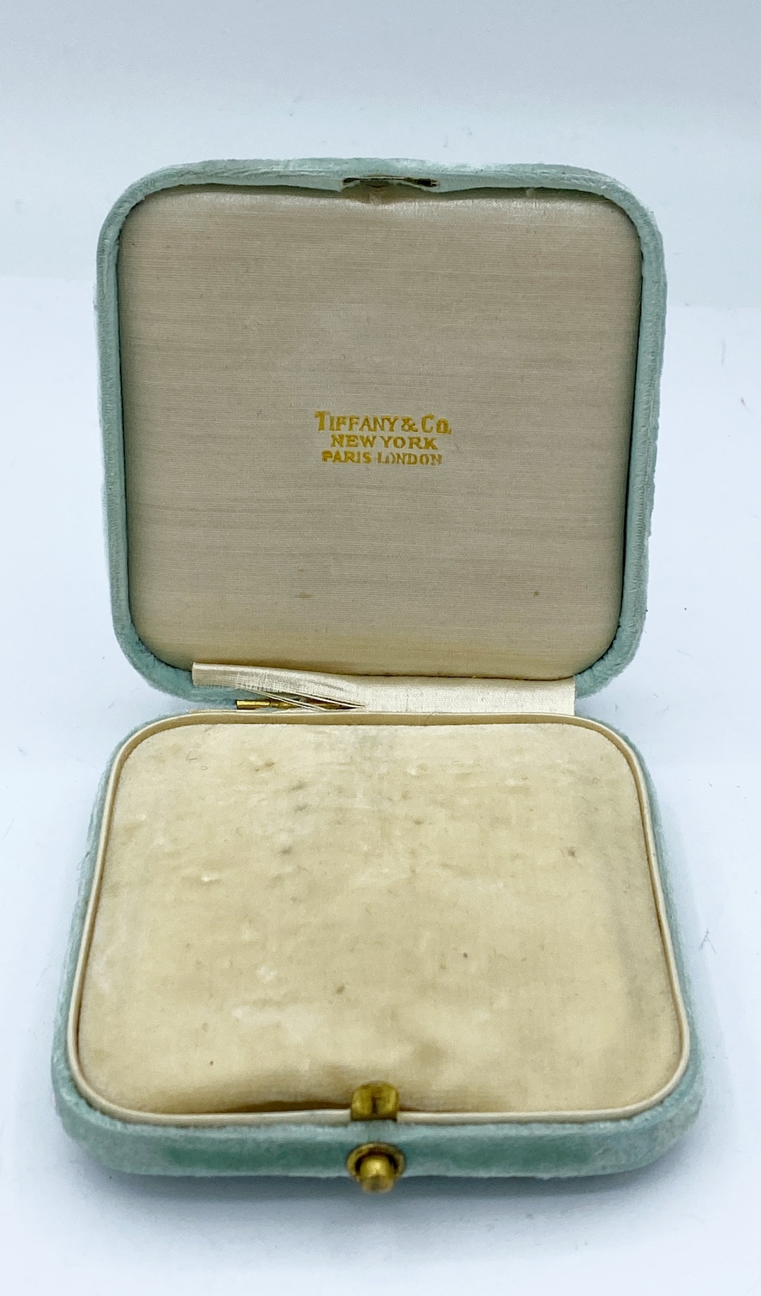 Antique Tiffany & Co Velvet Tiffany Blue Jewelry Presentation Push ...