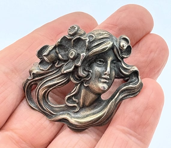 Antique Art Nouveau William Kerr Sterling Silver Pin … - Gem