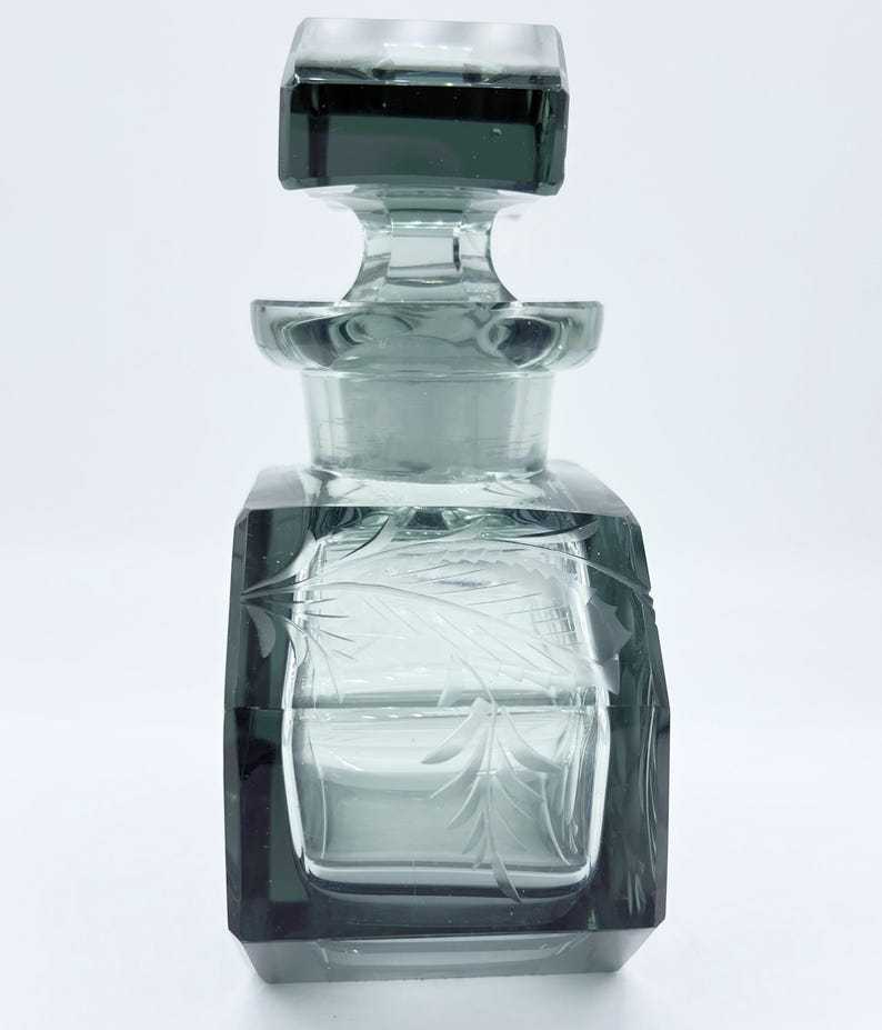 Gorgeous Vintage Hand-blown Heavy Crystal Perfume Bottle W/ Etched ...