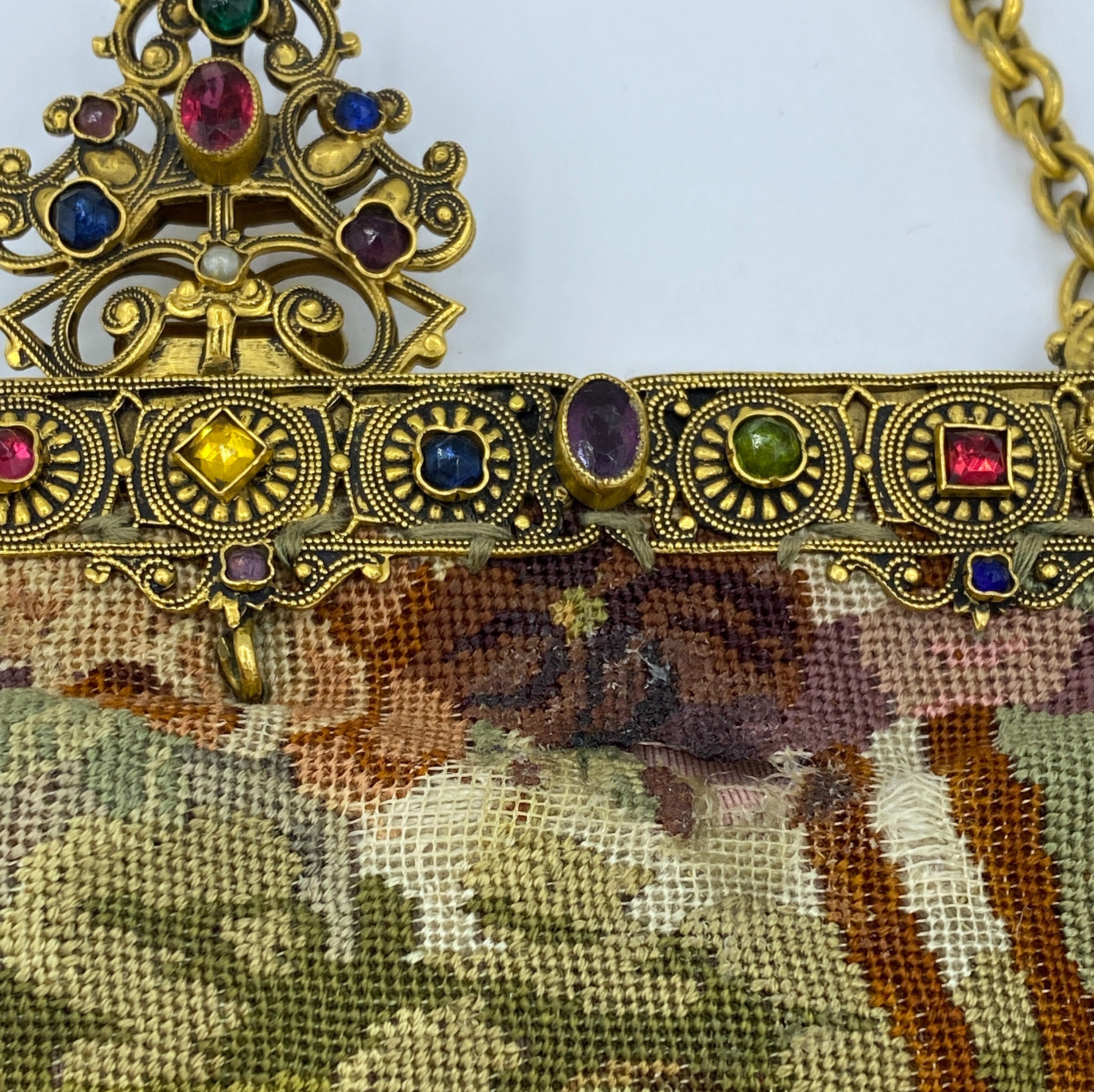 Victorian French Petit Point Purse W/ Jeweled Frame Gondola & - Etsy