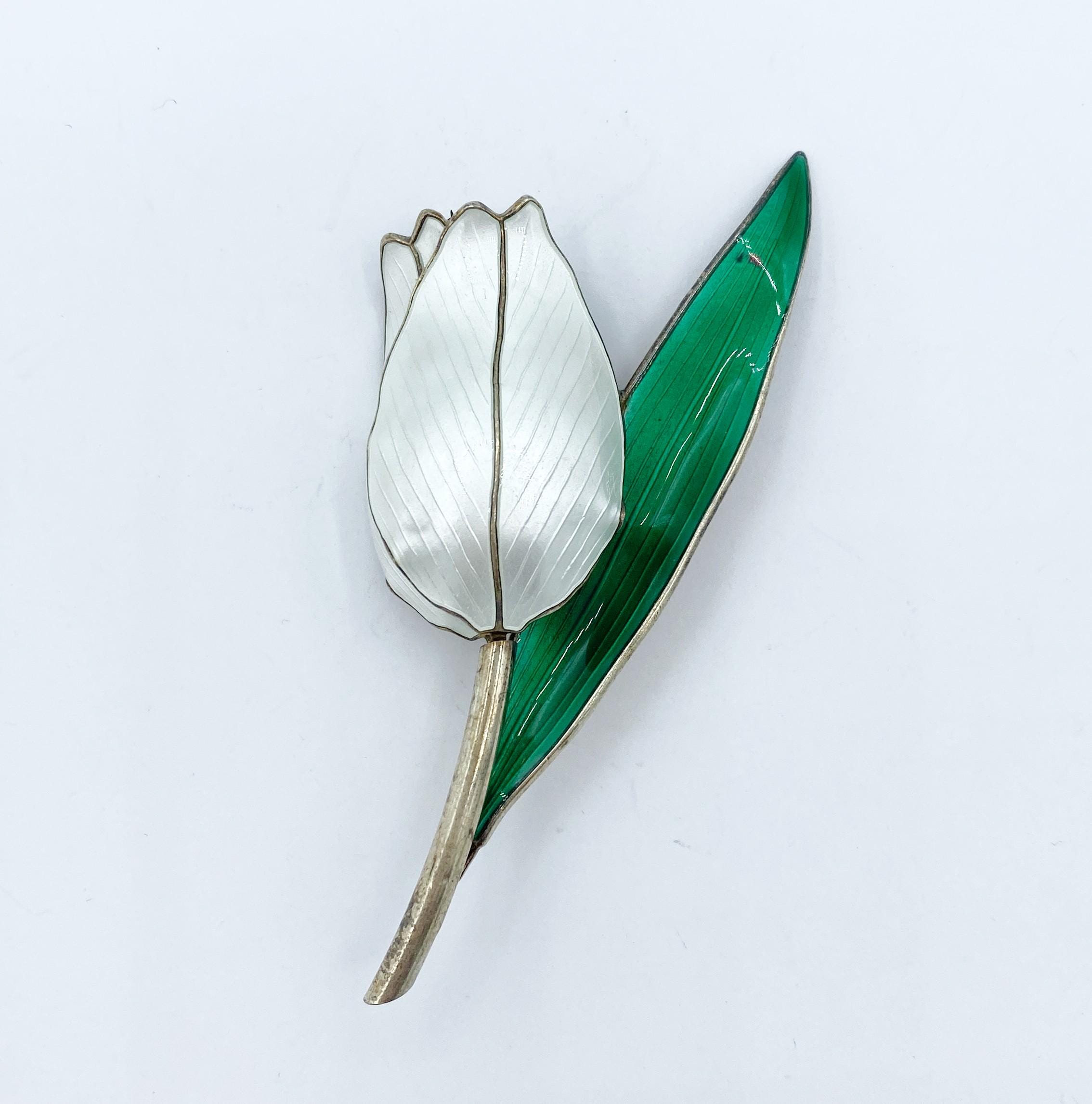 Vintage Hroar Prydz Norway Sterling Silver & Enamel Tulip Pin Signed - Etsy