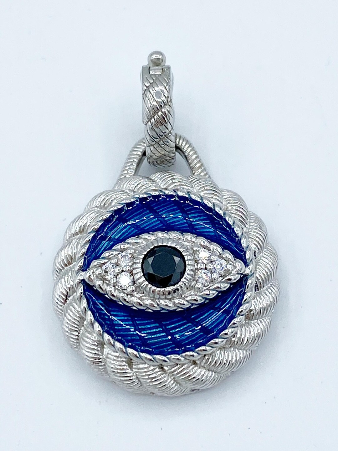Judith Ripka Sterling Silver, Black Sapphire, Diamonique & Blue Enamel ...