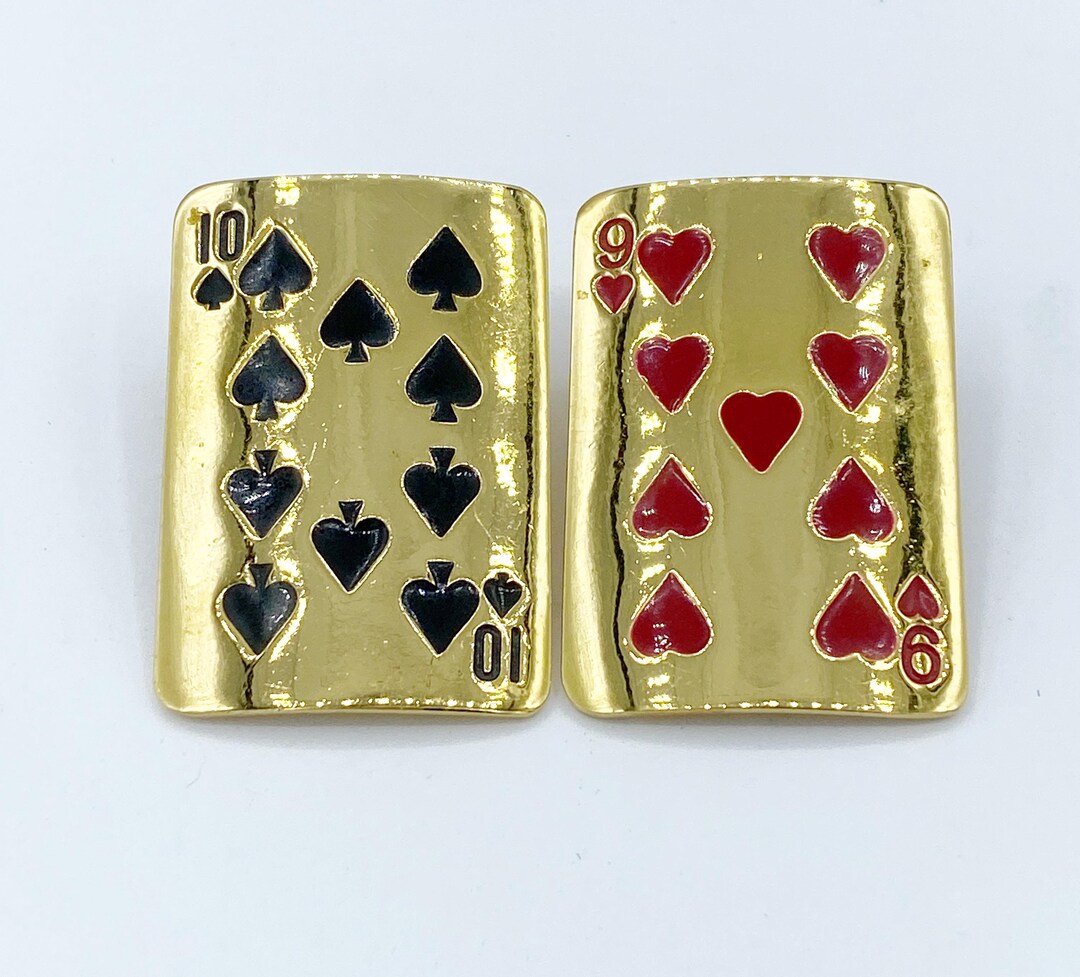 Signed Isabel Canovas Gold Plate Playing Card Clip-on Earrings - Etsy