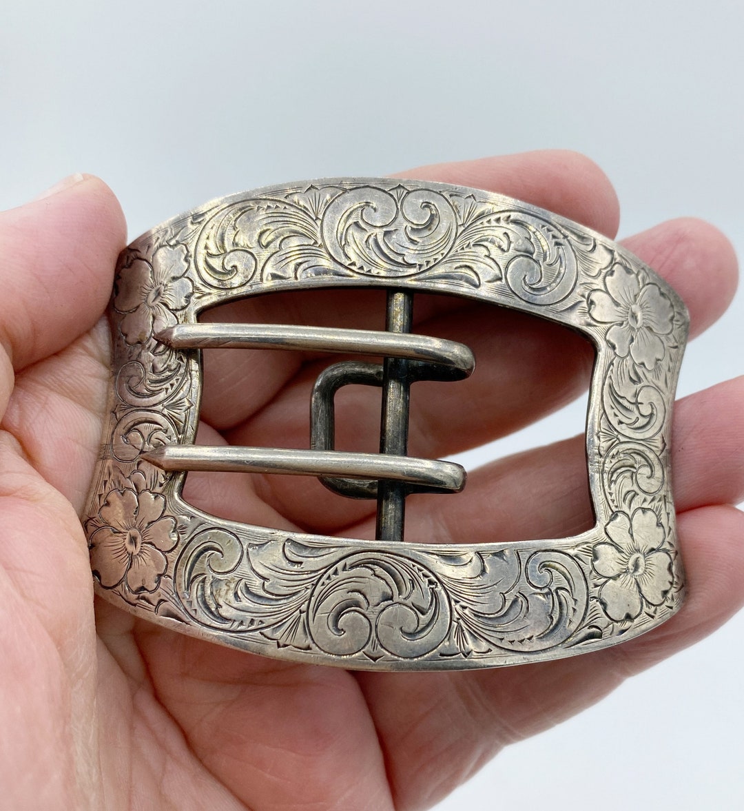 Antique Art Nouveau Sterling Silver Ornate Buckle by William Kerr - Etsy