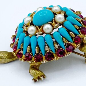 Vintage HAR Gold-tone Faux Turquoise & Rhinestone Turtle Pin - Etsy