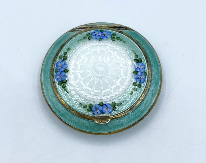 Vintage Guilloche Enamel Powder Compact W/ Forget-me-nots - Etsy