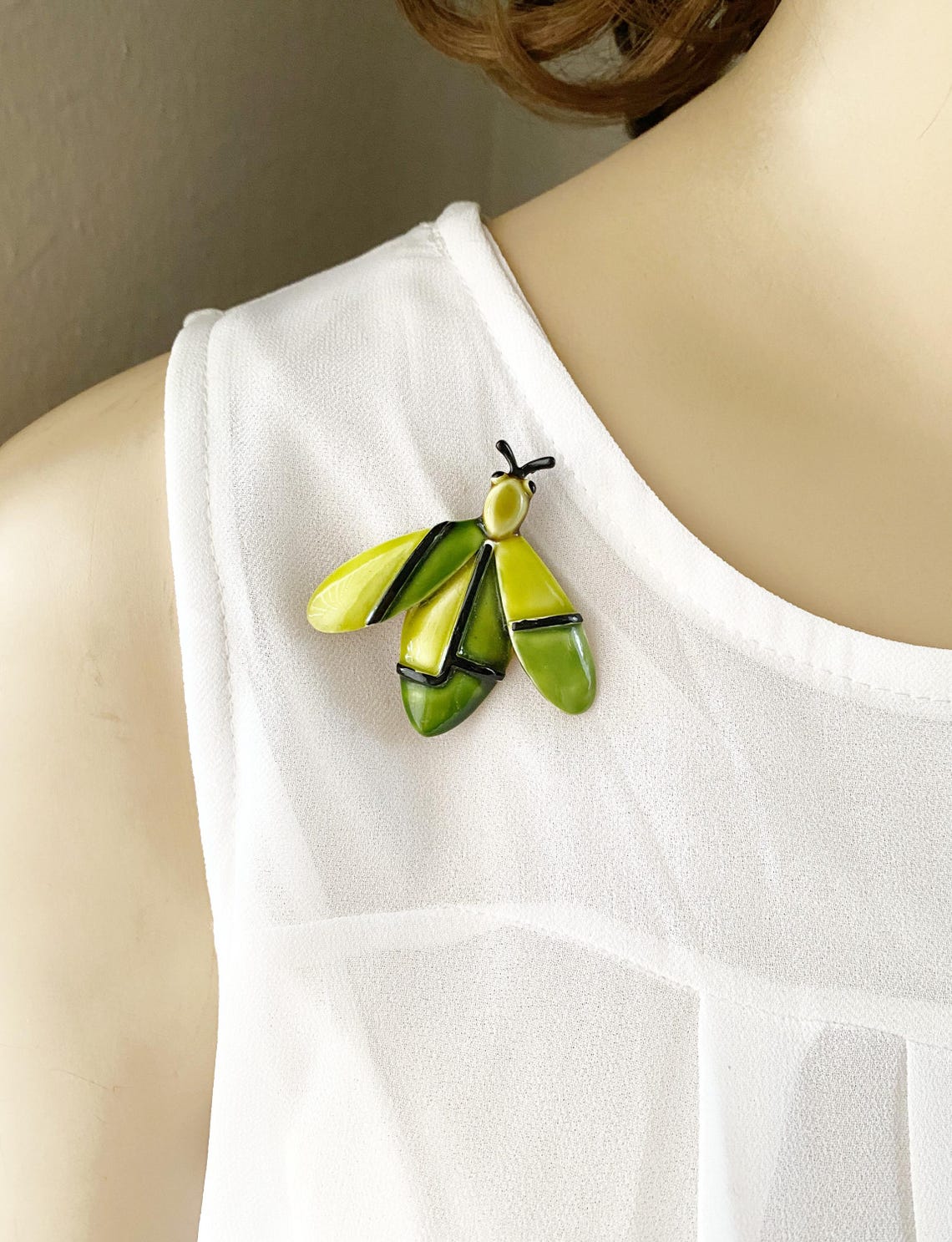 Vintage HAR Green and Black Mondrian Style Figural Insect Pin - Etsy