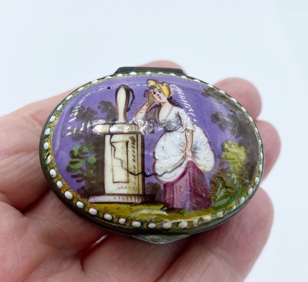 18th Century Hand Painted Antique Georgian Enamel Patch Box W/ Woman - Etsy