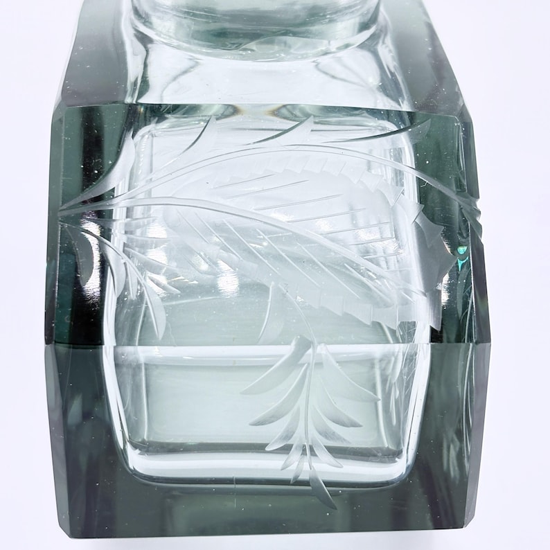 Gorgeous Vintage Hand-blown Heavy Crystal Perfume Bottle W/ Etched ...