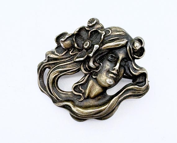 Antique Art Nouveau William Kerr Sterling Silver Pin … - Gem