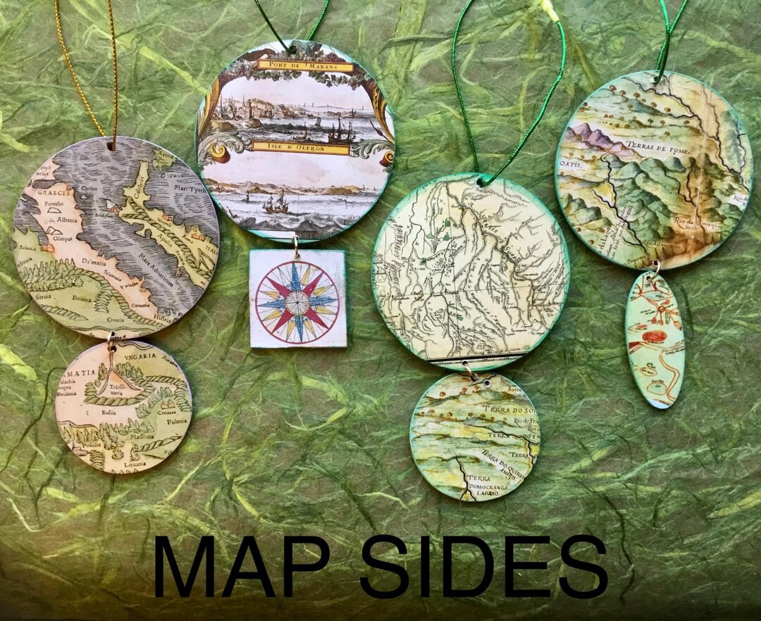 Reversible Ornament: Maps 3-inch Rounds - Etsy