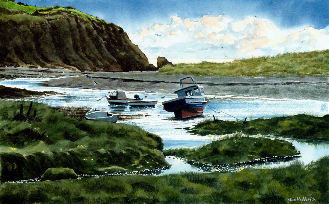Low Tide in Dungarvan - Faithful Reproduction of My Original Watercolor ...